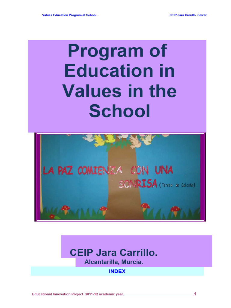 Values Education Program at School | PDF | Self Esteem | Mental Disorder