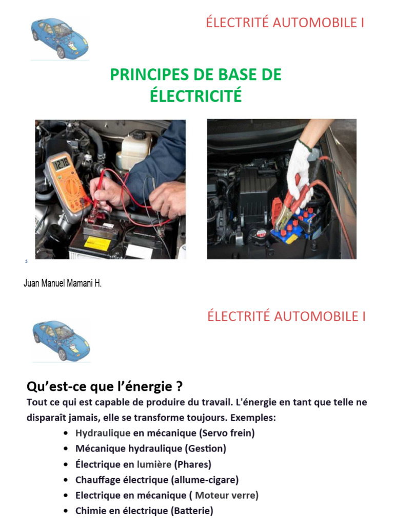 Principes de Base de L'électricité Automobile | PDF | Électricité ...