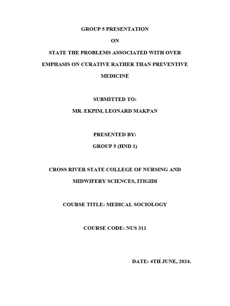 Curative, Preventive Medicine | PDF | Preventive Healthcare | Medicine