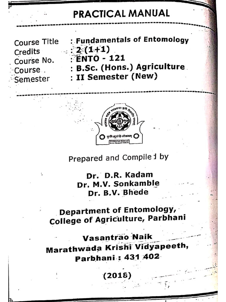 Ento-121 Practical Manual | PDF