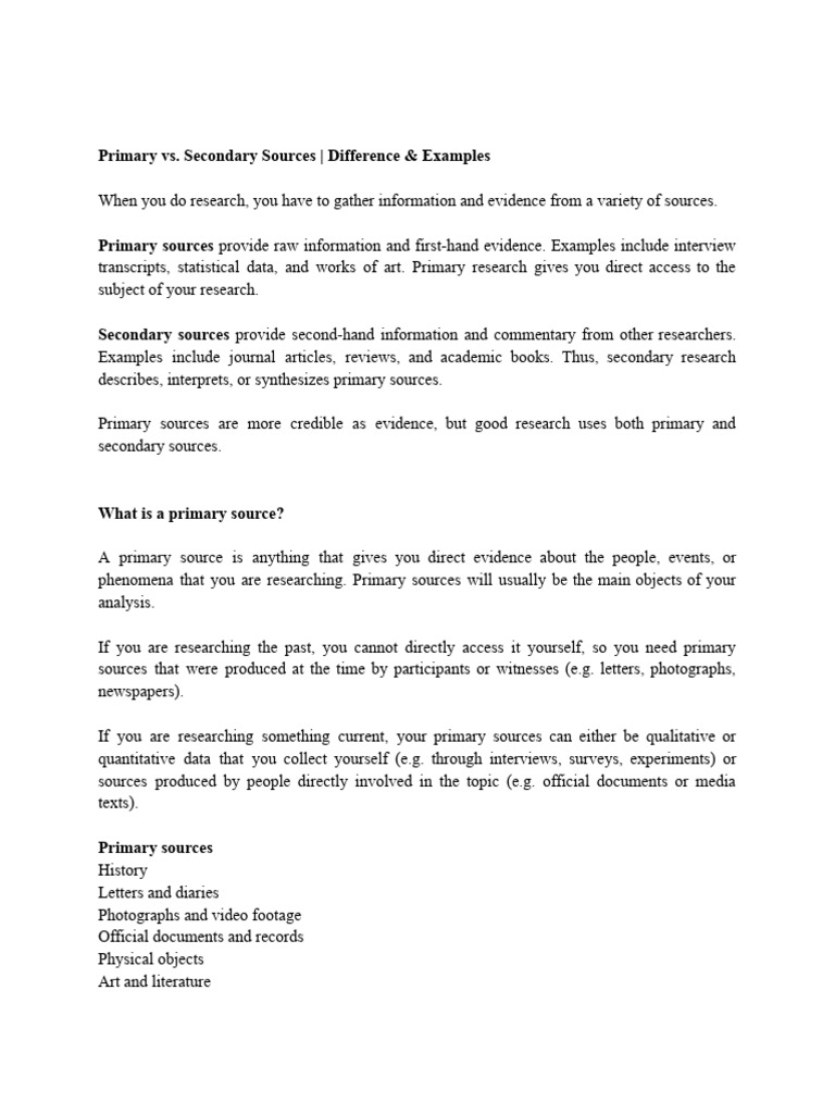 Primary and Secondary Sources | PDF | Primary Sources | Essays