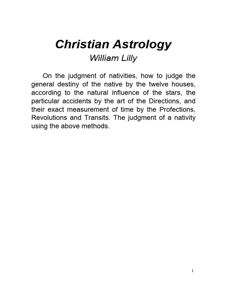 Christian Astrology William Lilly | PDF | Planets In Astrology | Planets