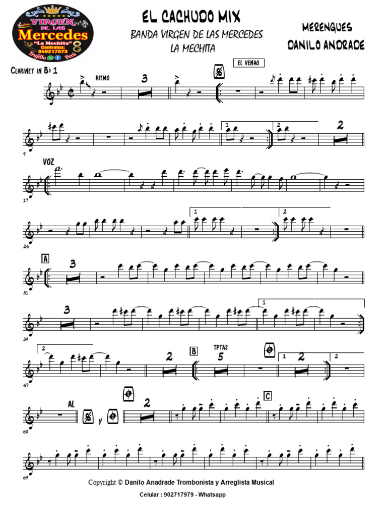 EL CACHUDO MIX - DANILO - Clarinet in BB 1 | PDF
