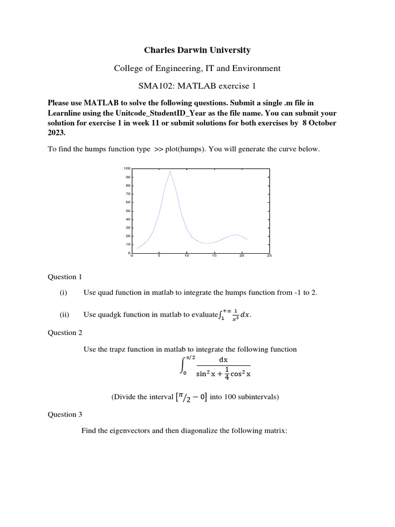 SMA102-MATLAB Exercise 1 | PDF | Matlab | Mathematical Physics
