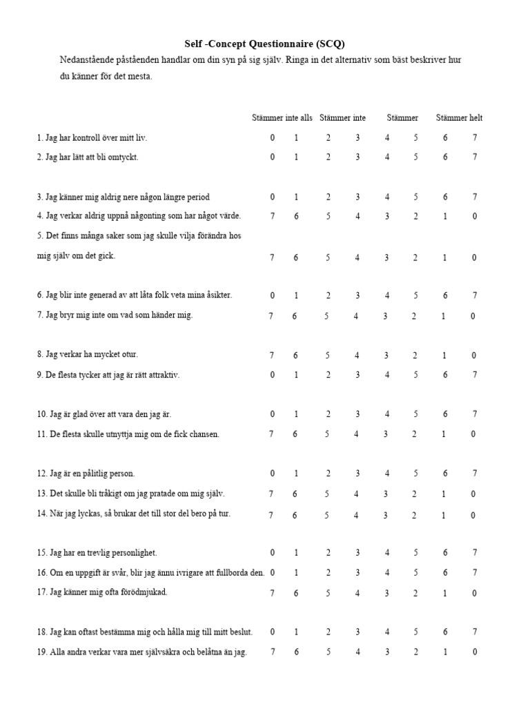 SCQ Easy Scoring | PDF