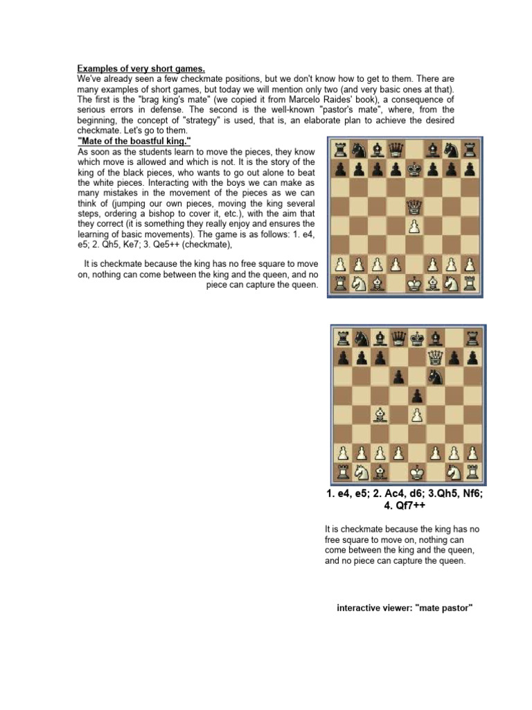 Short Chess Games and Strategies | PDF | Board Games | Competitive Games