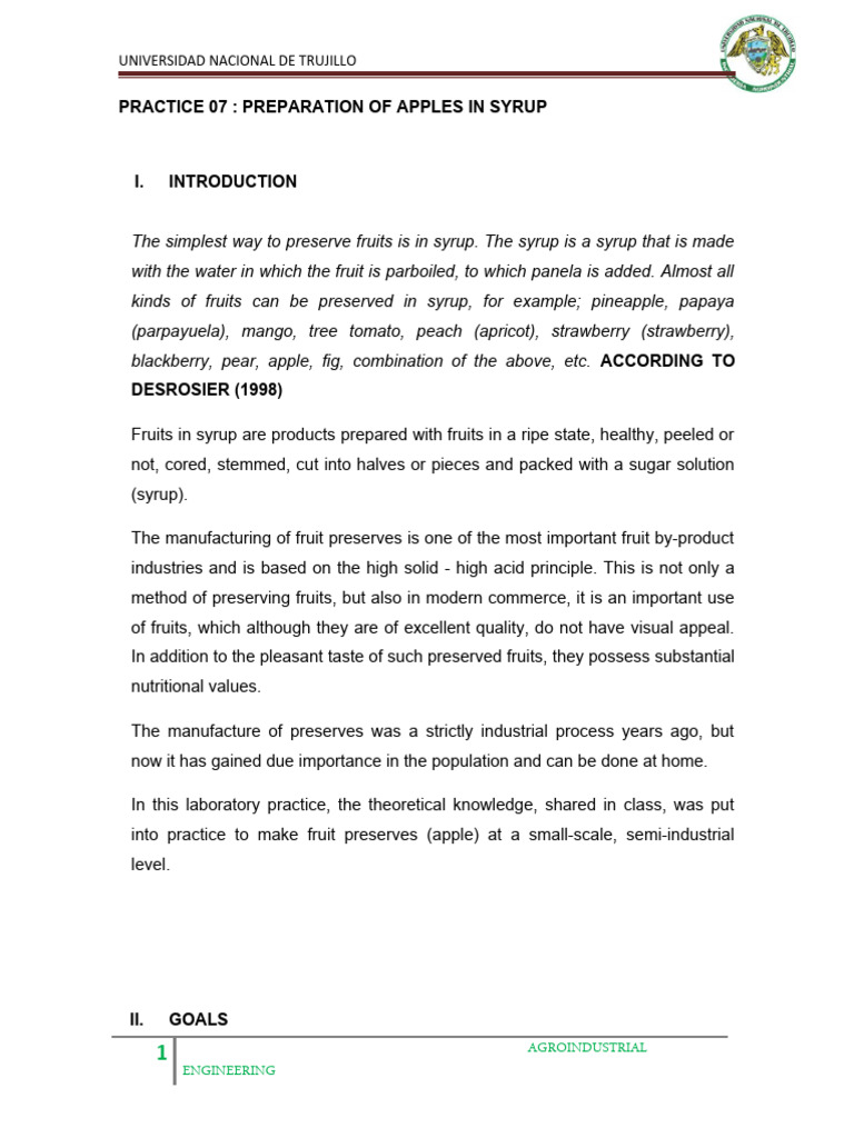 Practice 07 Apple Syrup | PDF | Canning | Fruit Preserves