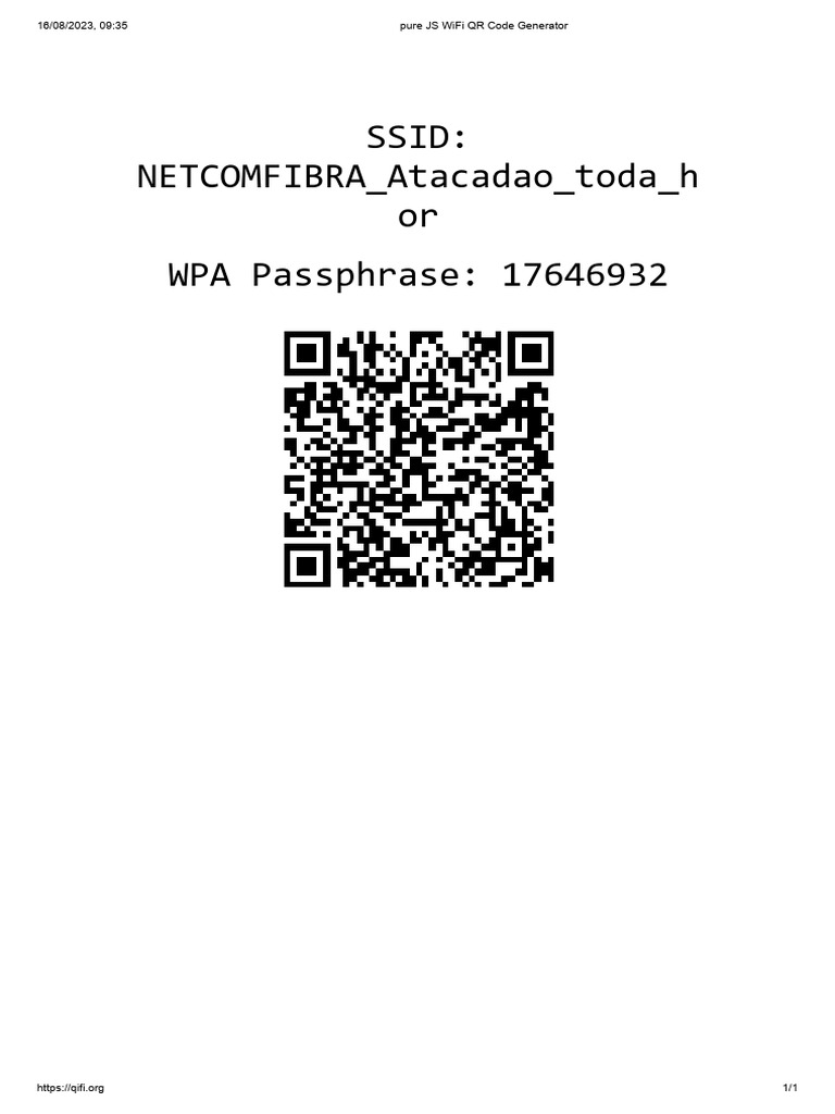 Pure JS WiFi QR Code Generator | PDF | Computers | Technology & Engineering