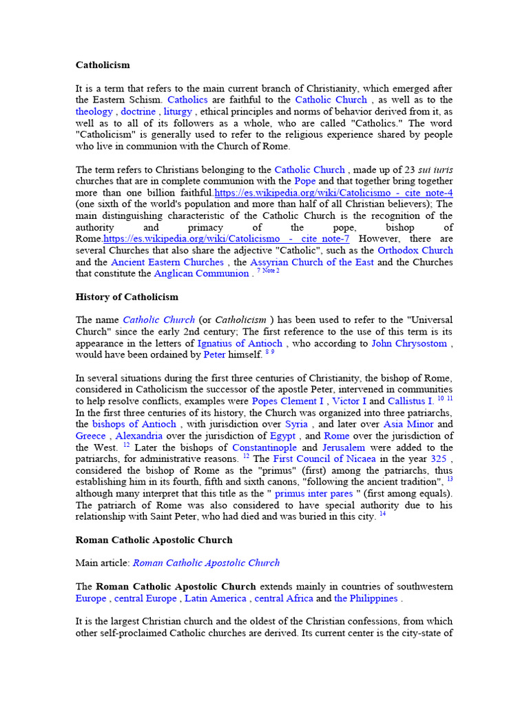 Catholicism,,, Fundamentals of The Catholic Church | PDF | Catholic ...