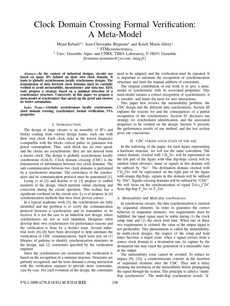 Clock Domain Crossing Verification Meta-Model | PDF | Computer ...
