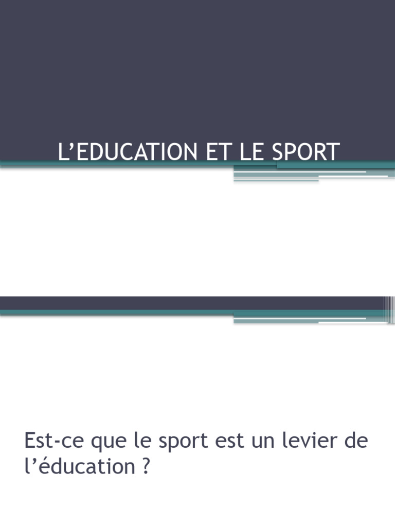 Sport et Éducation : Un Levier Sociologique | PDF