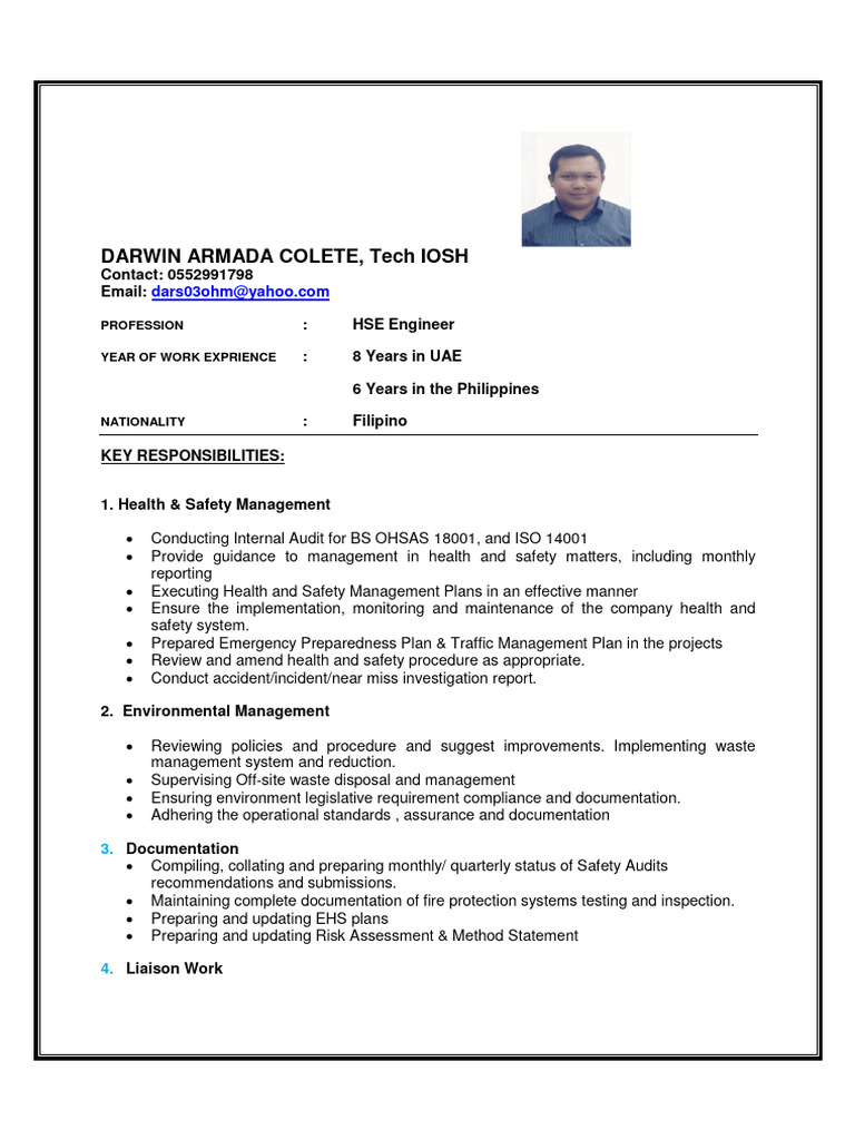Emailing Darwin Armada Colete - Updated CV | PDF | Safety | Occupational Safety And Health
