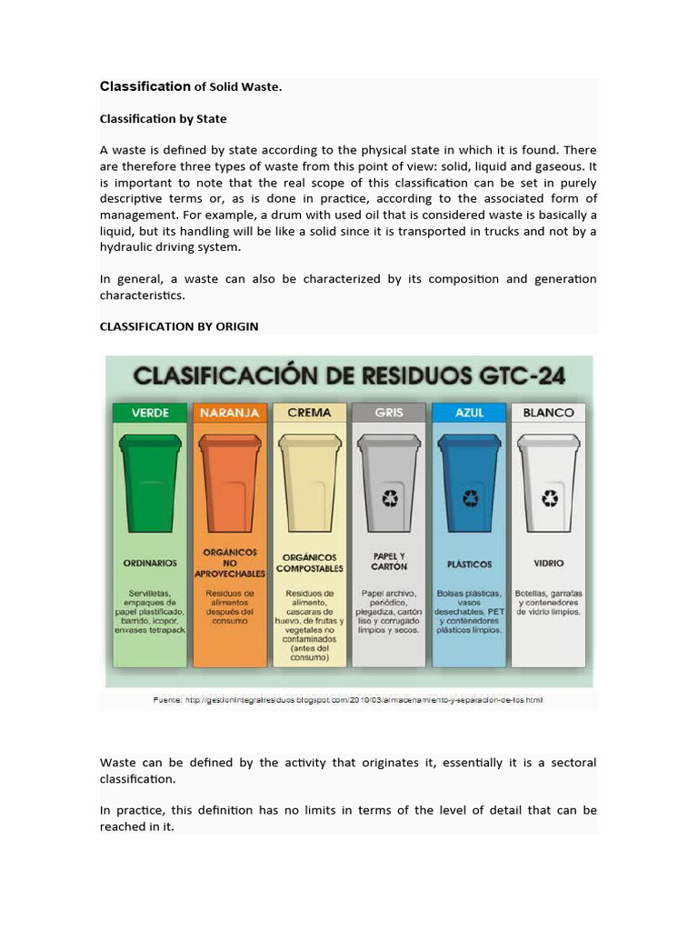 Solid Waste Classification Overview | PDF | Waste | Waste Management