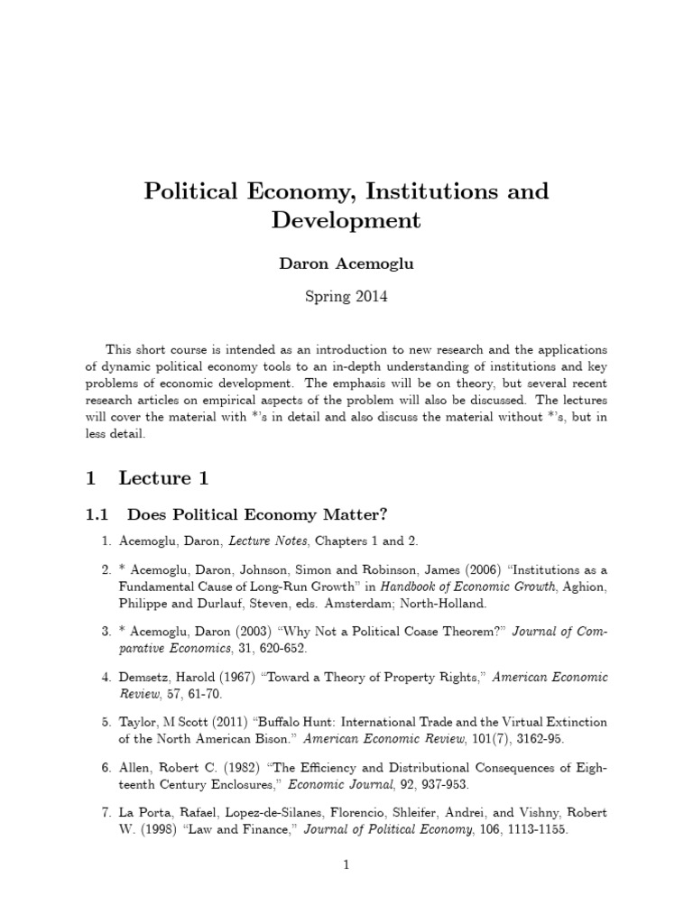 Acemoglu Short Course 2014.24 | PDF | Economic Growth | Economics