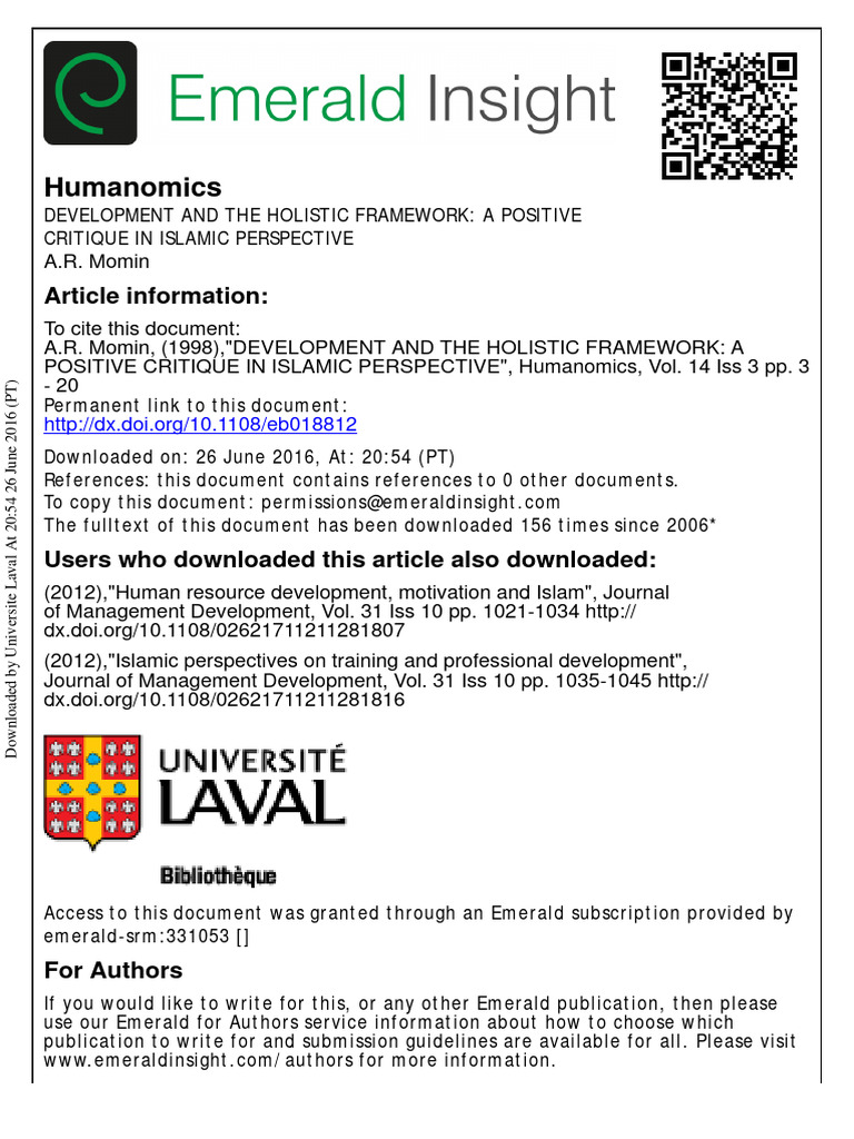 Development and The Holistic Framework | PDF | Postmodernism | Modernity