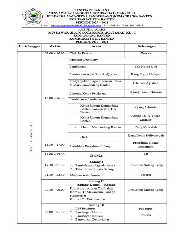 Agenda Acara | PDF