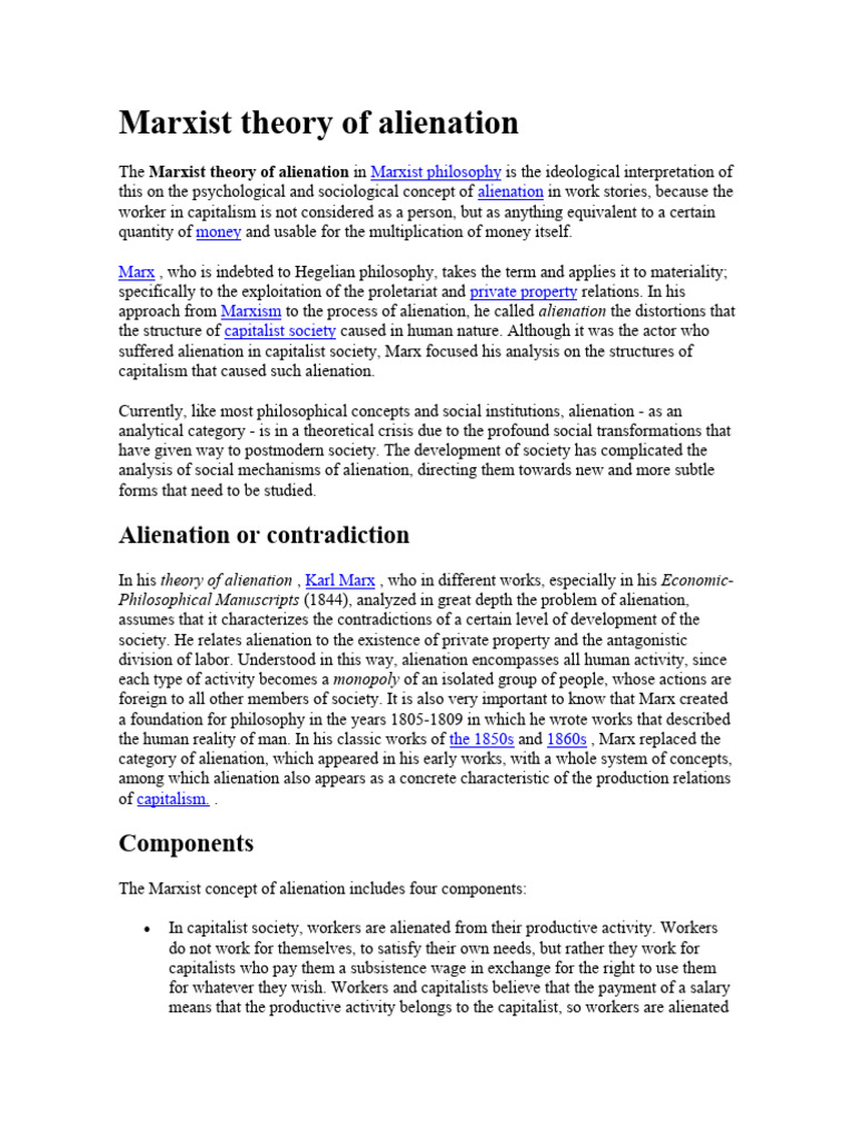 Understanding Marx's Alienation Theory | PDF | Marx's Theory Of ...
