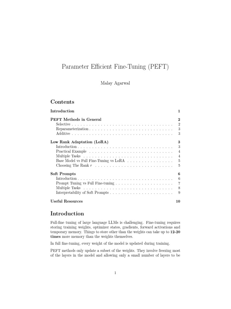 Parameter Efficient Fine-Tuning (PEFT) | PDF | Computer Science ... Parameter Efficient Fine-Tuning (PEFT) | PDF | Computer Science ...