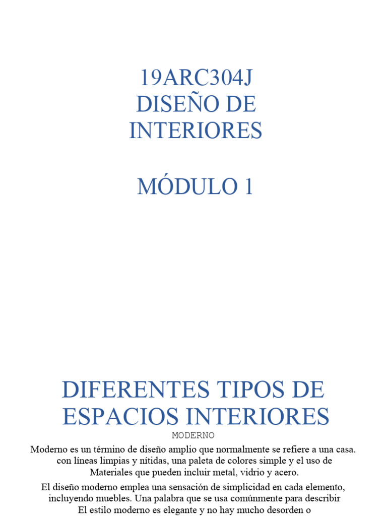 Diseño de Interiores - Módulo 1 (Notas) | PDF | Mueble | Minimalismo