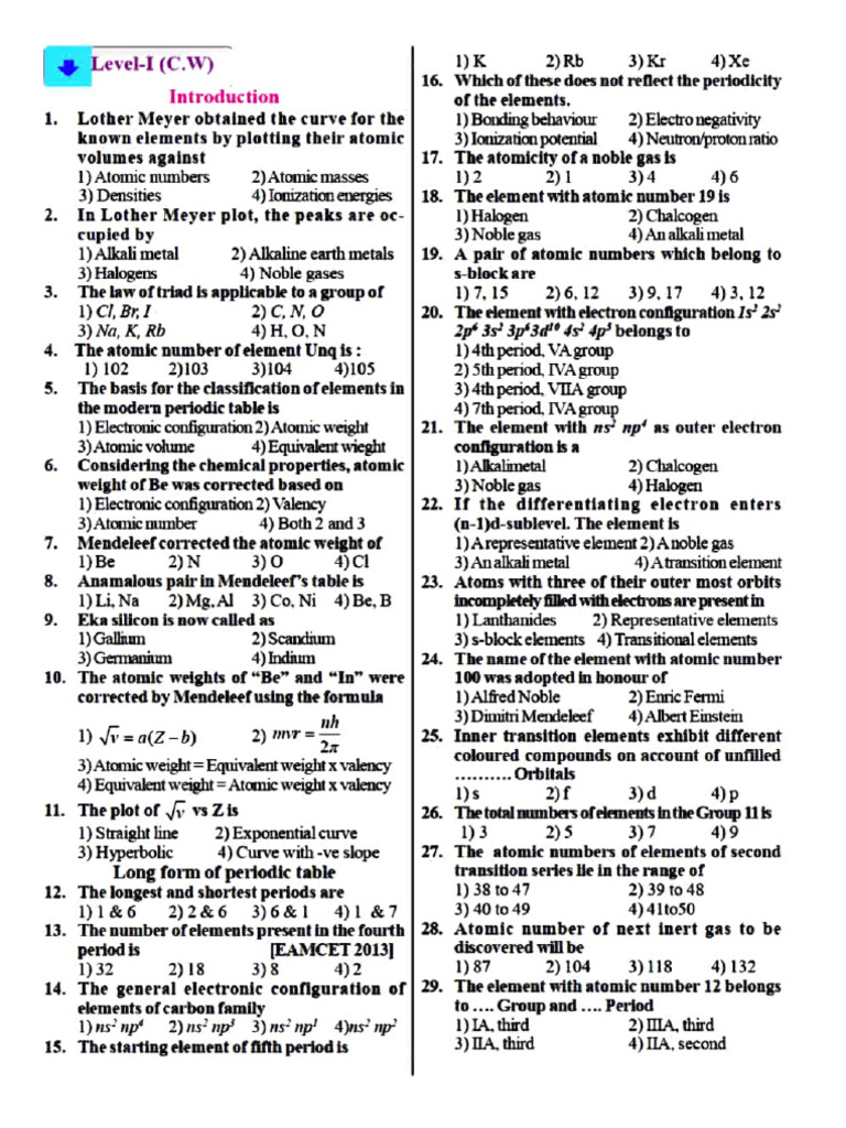 Periodic Classification of Elements-Mcqs | PDF | Periodic Table | Ion