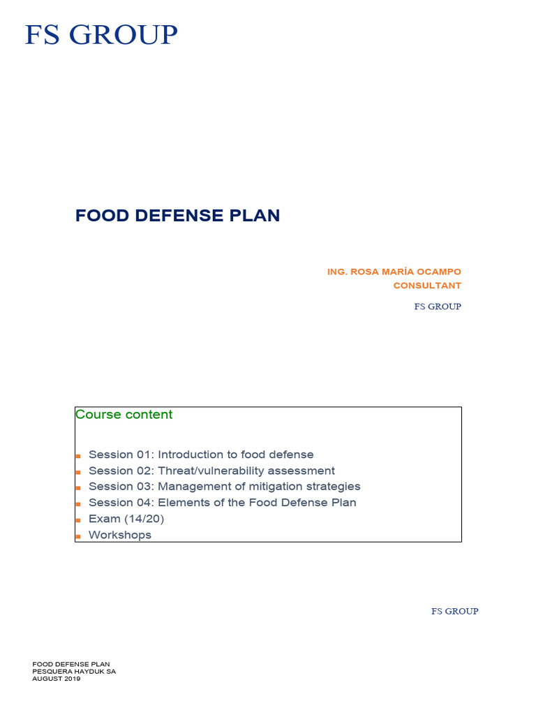 Food Defense Plan | PDF | Risk | Food Safety