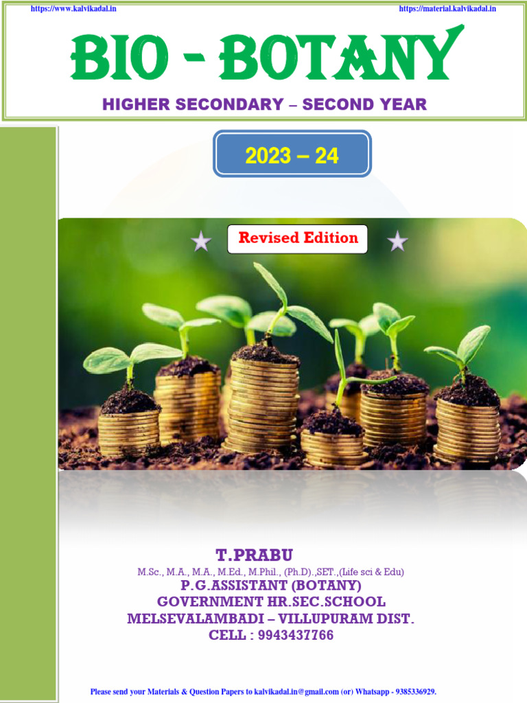 12th Bio-Botany English Medium Full Study Material 2023-24 | PDF | Seed ...
