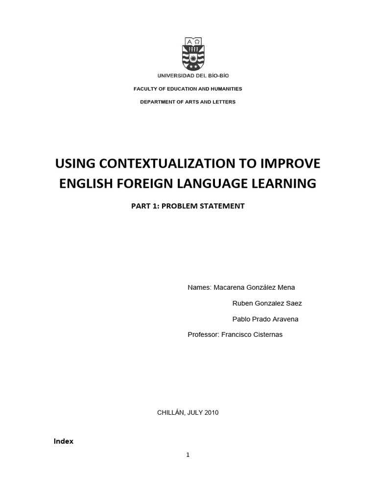 Using Contextualization To Improve English Learning | PDF | Learning | Teachers