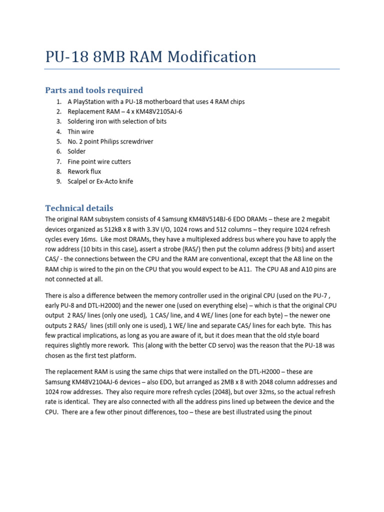 PU-18 RAM Mod | PDF | Random Access Memory | Dynamic Random Access Memory
