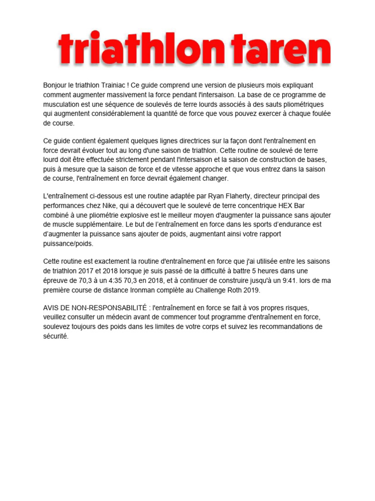 Programme de Force pour Triathlètes | PDF | Musculation | Triathlon