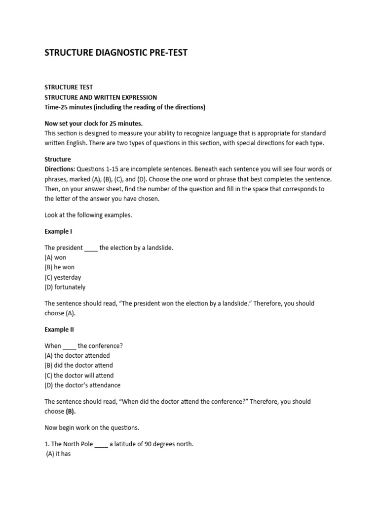 Structure Diagnostic Pre | PDF | Phrase
