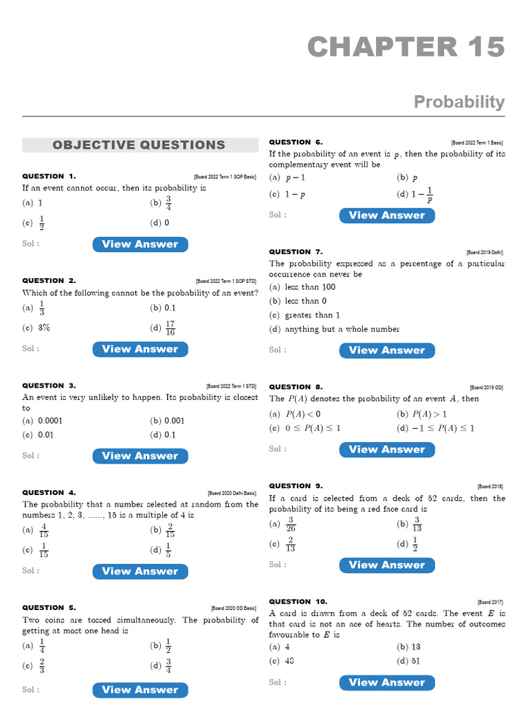 X Maths Study Material | PDF | Probability | Probability Theory