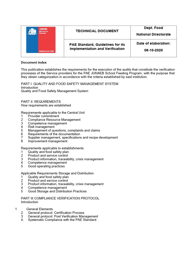 PAE STANDARD. PAE Operational Standard | PDF | Verification And ...
