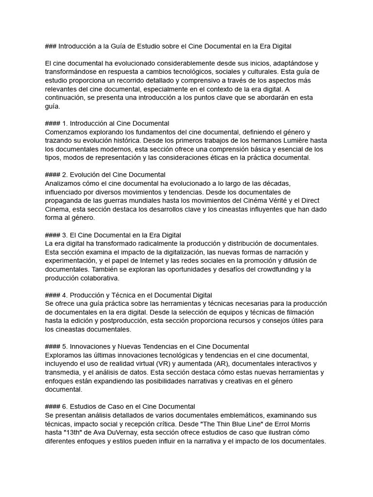 Guía del Cine Documental Digital | PDF | Documental | Realidad virtual