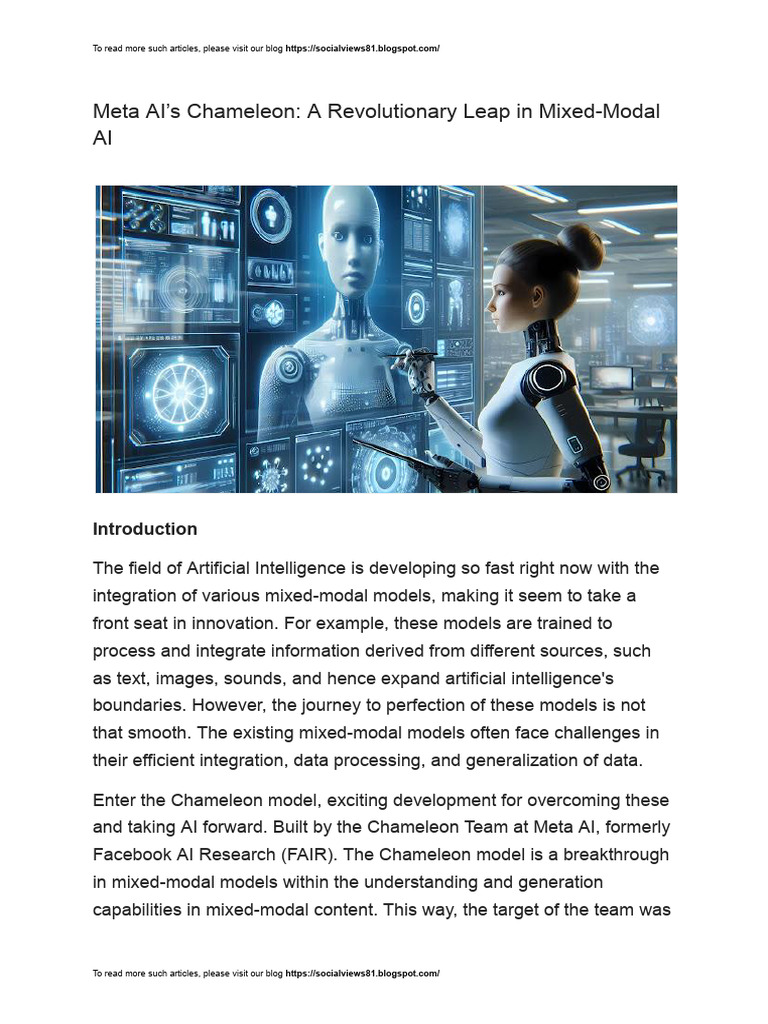 Meta AI's Chameleon: A Revolutionary Leap in Mixed-Modal AI | PDF ...