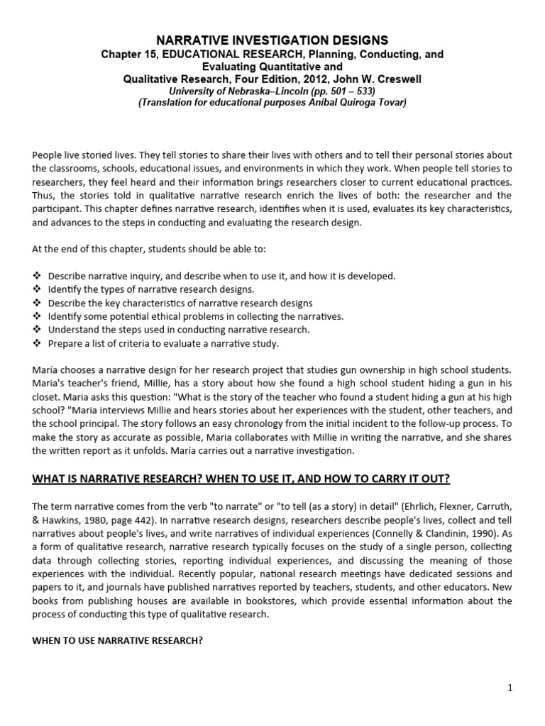 Creswell Narrative Investigation | Download Free PDF | Narrative ...
