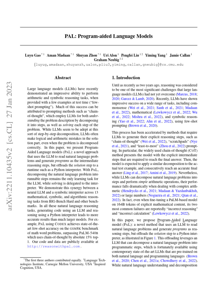 PAL: Program-Aided Language Models | PDF | Parsing | Mathematics