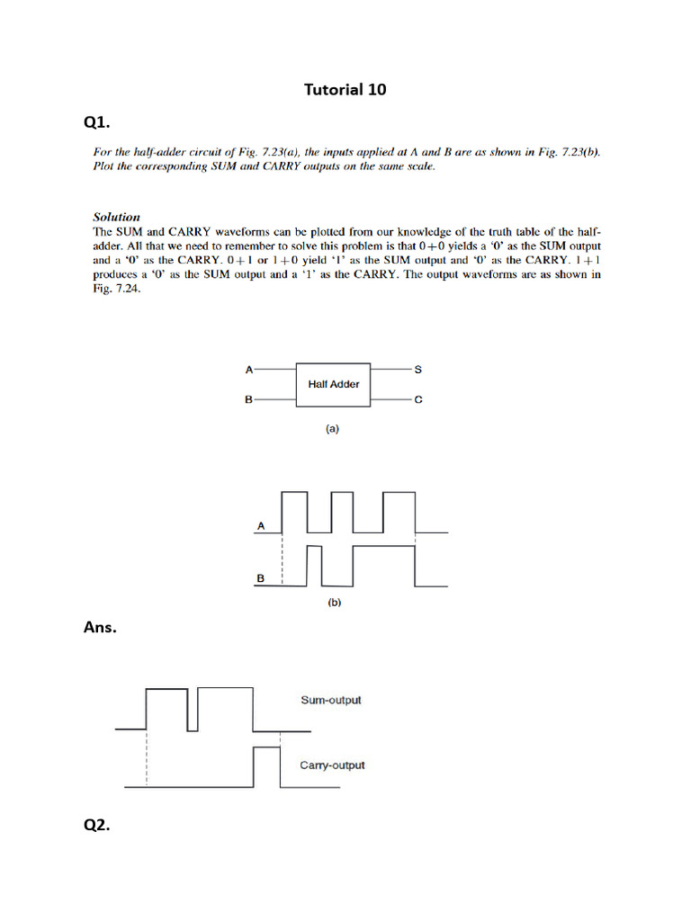 Tutorial Sheet9 Unit5 Add and Sub | PDF | Computers