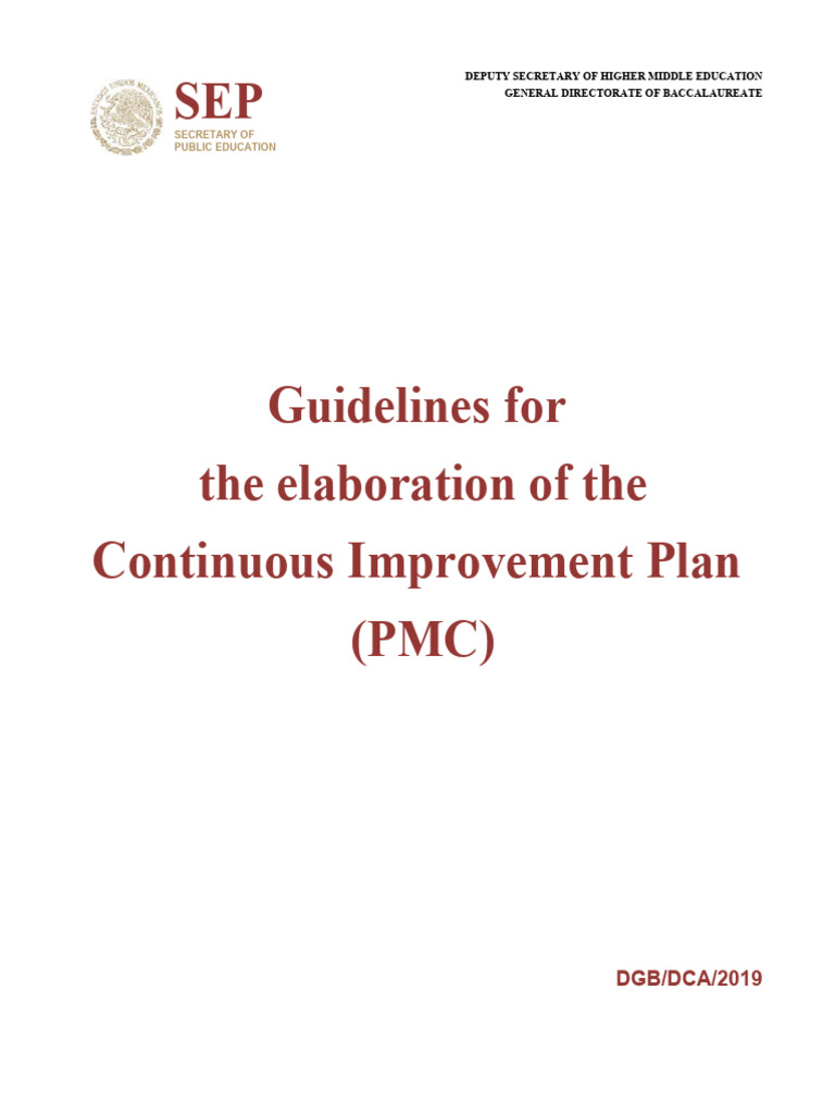 Guidelines For The Preparation of The CONTINUOUS IMPROVEMENT PLAN (PMC ...