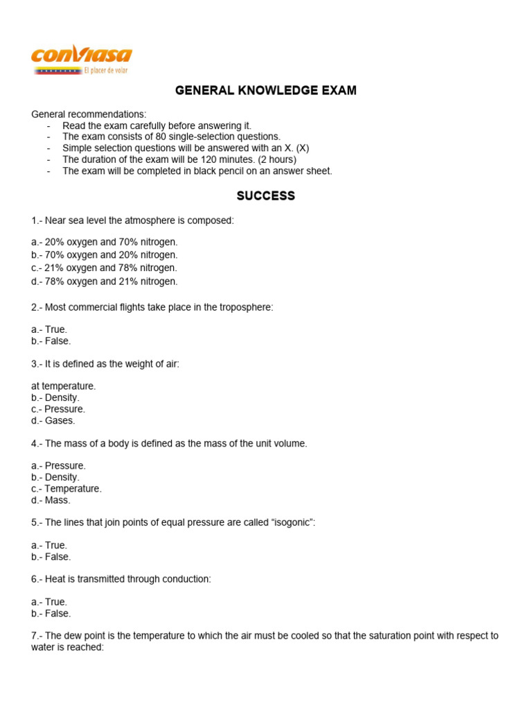 General Aviation Knowledge Exam Guide | PDF | Atmosphere Of Earth | Cloud
