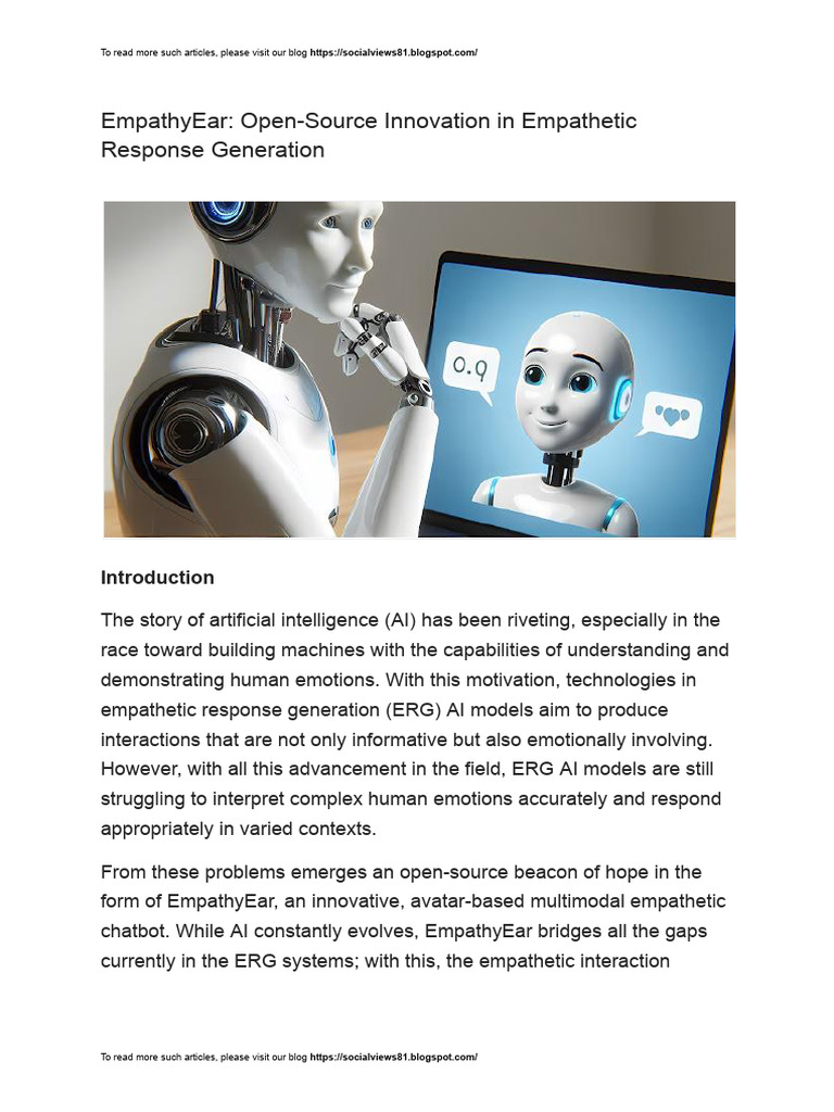 EmpathyEar: Open-Source Innovation in Empathetic Response Generation | Download Free PDF ...