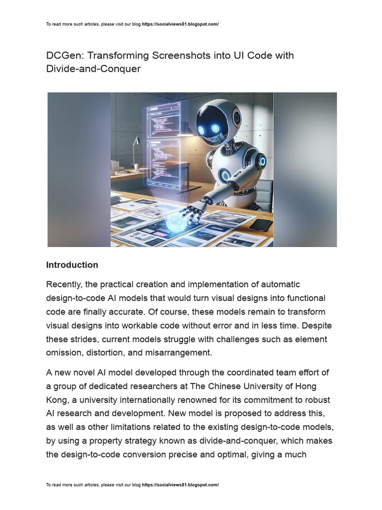 DCGen: Transforming Screenshots Into UI Code With Divide-And-Conquer | PDF | Web Development ...