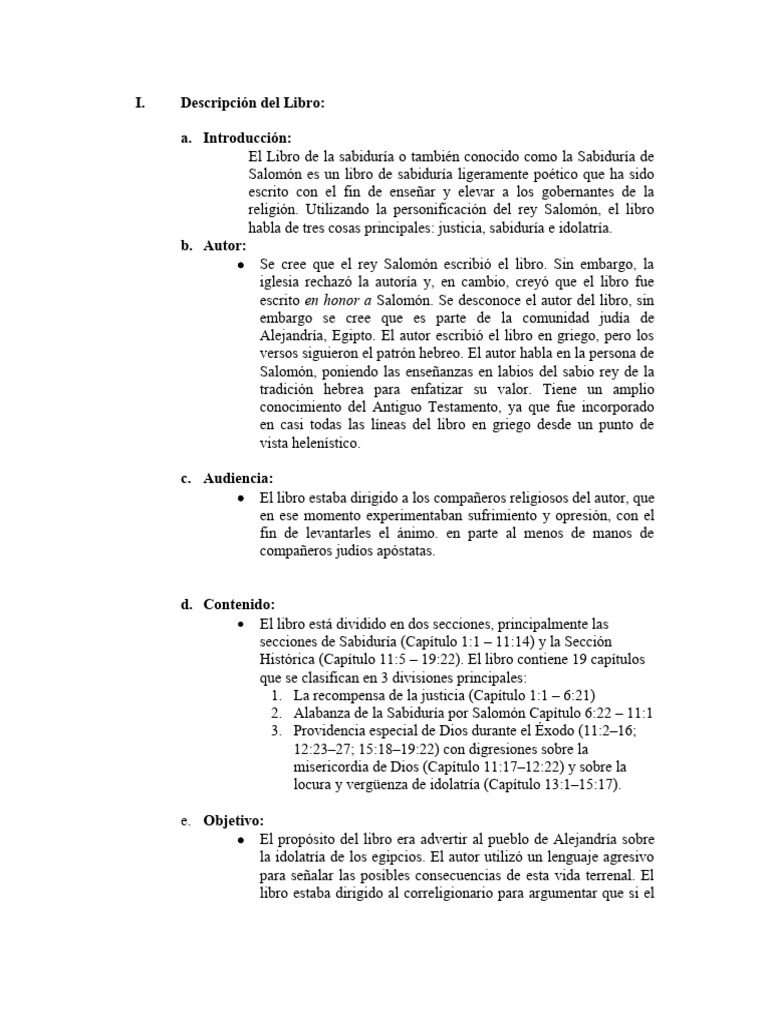 Libro de La Sabiduría | PDF | Solomons | Libros