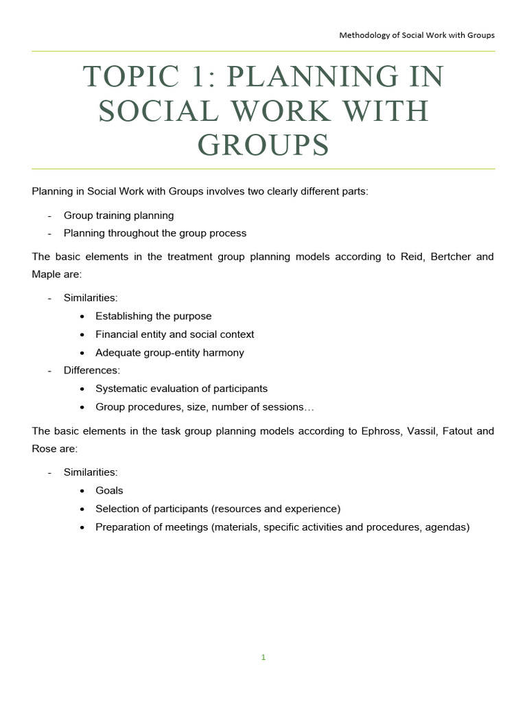 Social Work Group Planning Methodology | PDF | Methodology | Motivational
