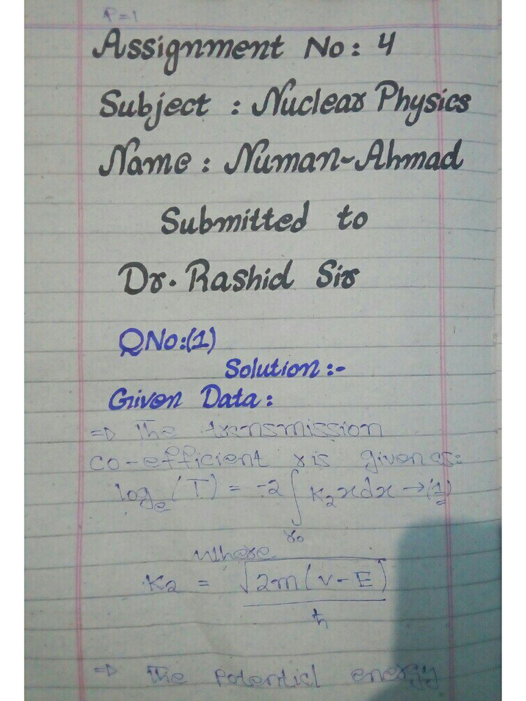 Nuclear Physics Assignment No 4 | PDF