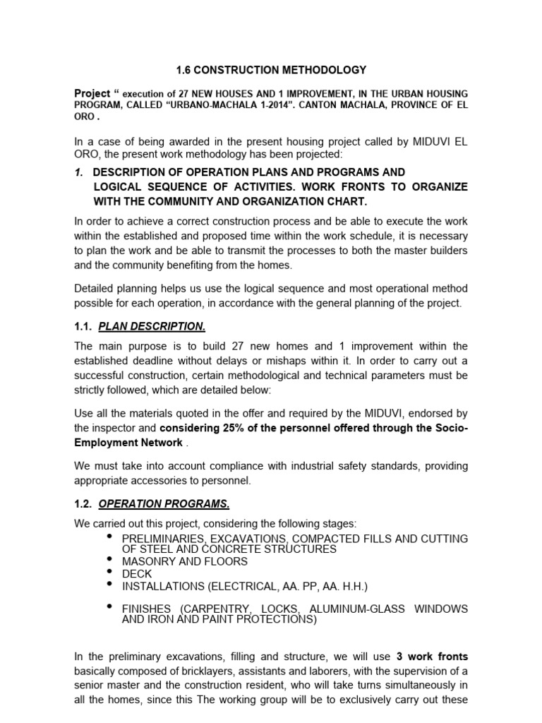 Work Methodology Construction Crews | PDF | Concrete | Noise