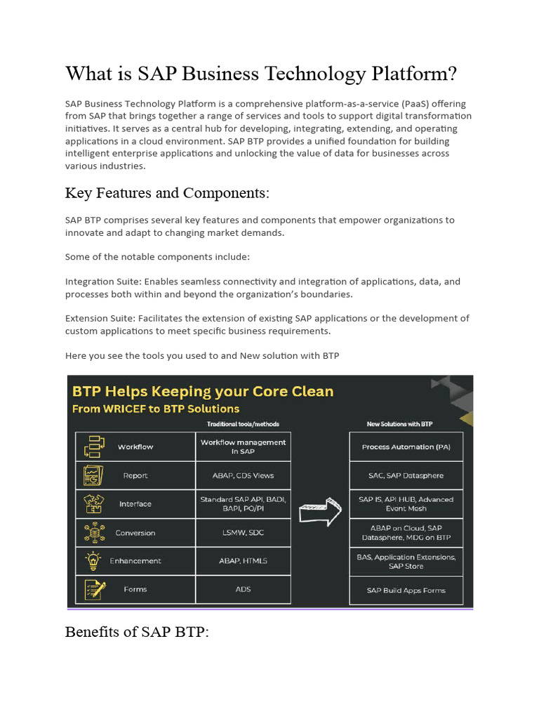 What Is SAP Business Technology Platform | PDF | Platform As A Service ...