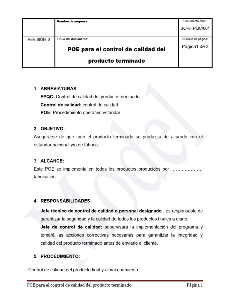 POE: Control de Calidad de Productos | PDF | Calidad (comercial) | Business