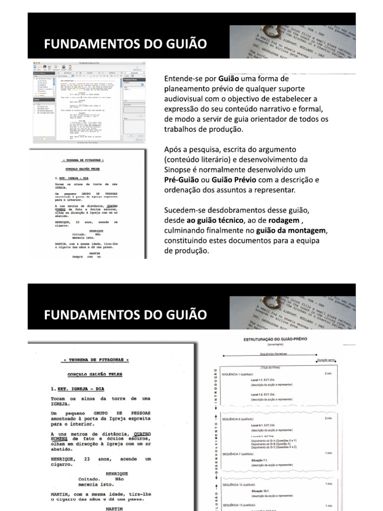 Fundamentos Do Guião - Exemplos - Guião Literário, Guião Técnico... | PDF