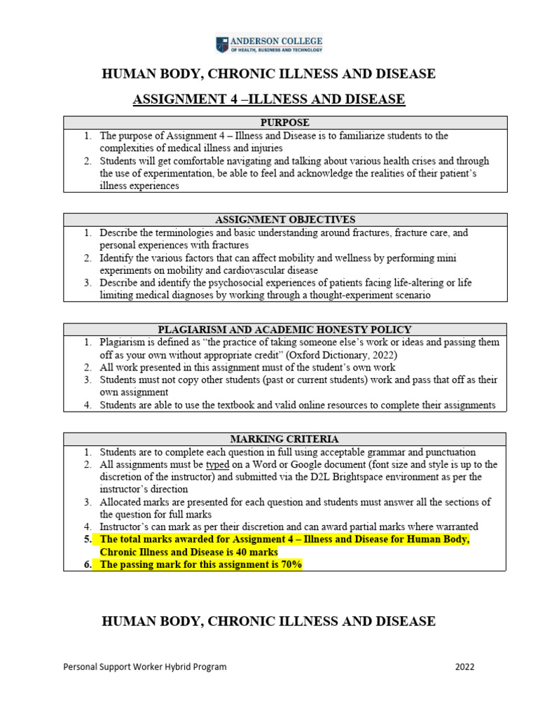 4human Body - Assignment 4 - Illness and Disease | PDF | Pain | Plagiarism