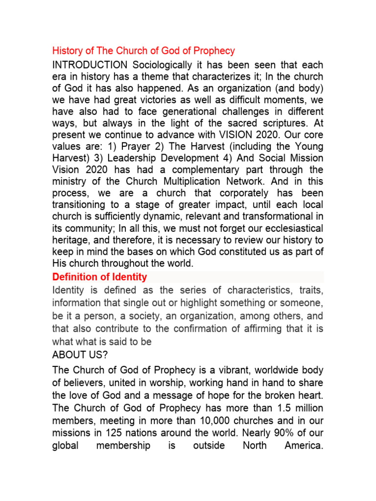 History of the Church of God of Prophecy | PDF | Christian Church ...
